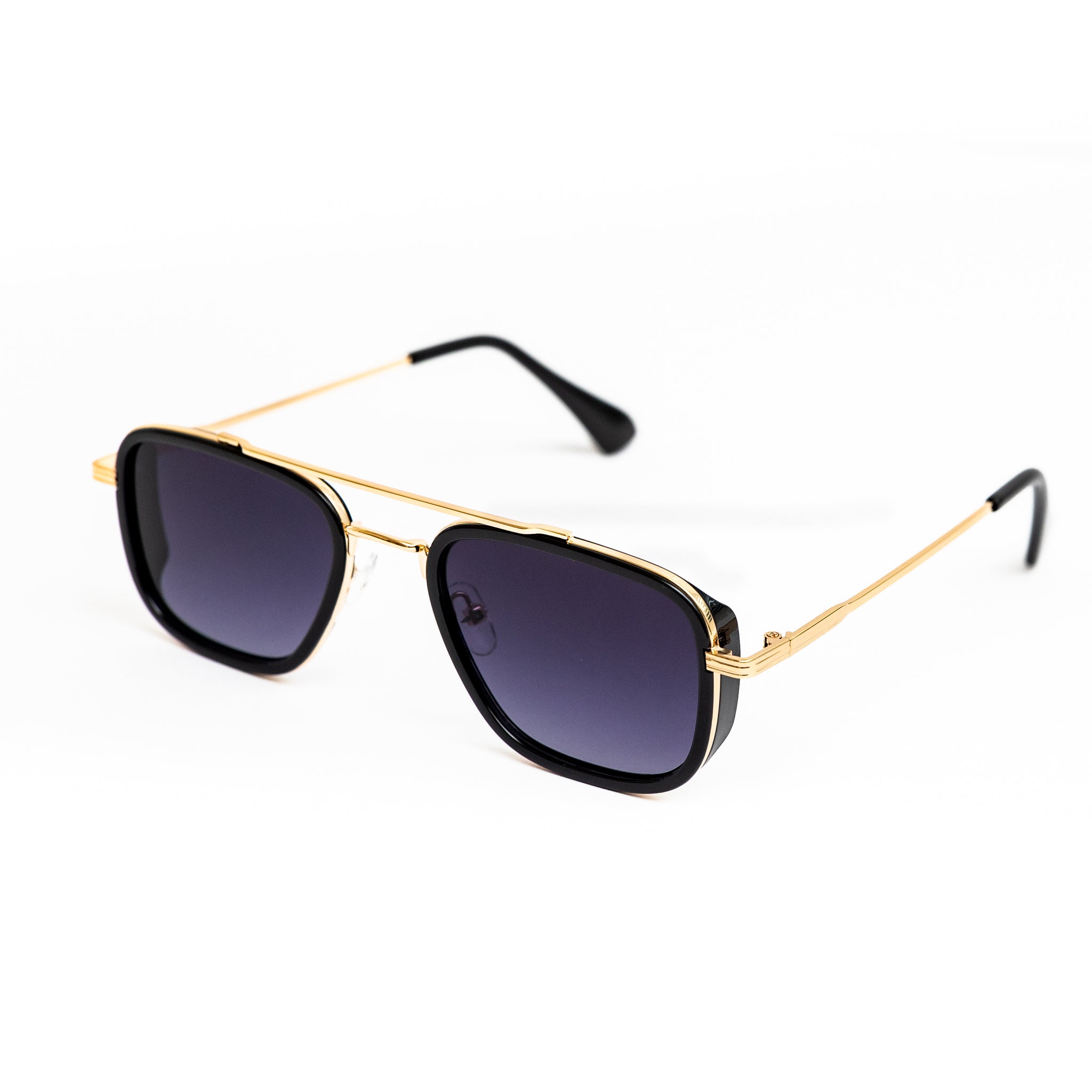 Gold Double Bridge Shades (Blue Lens)
